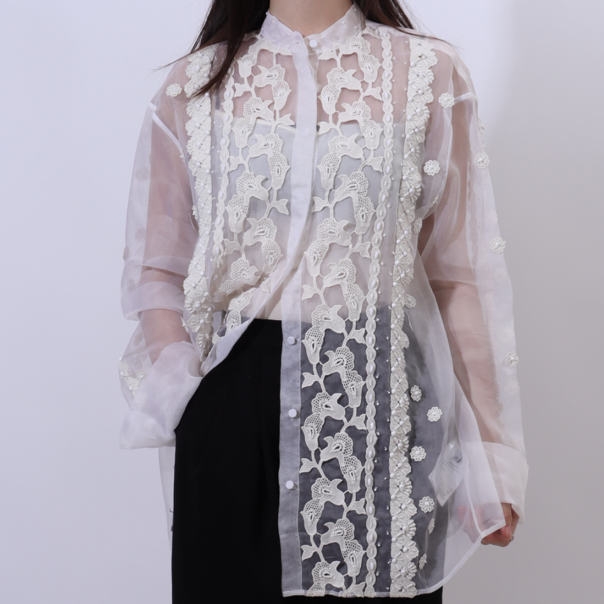 99 BOUTIQUE白色透明襯衫｜HAMA BOUTIQUE 亞瑪精品