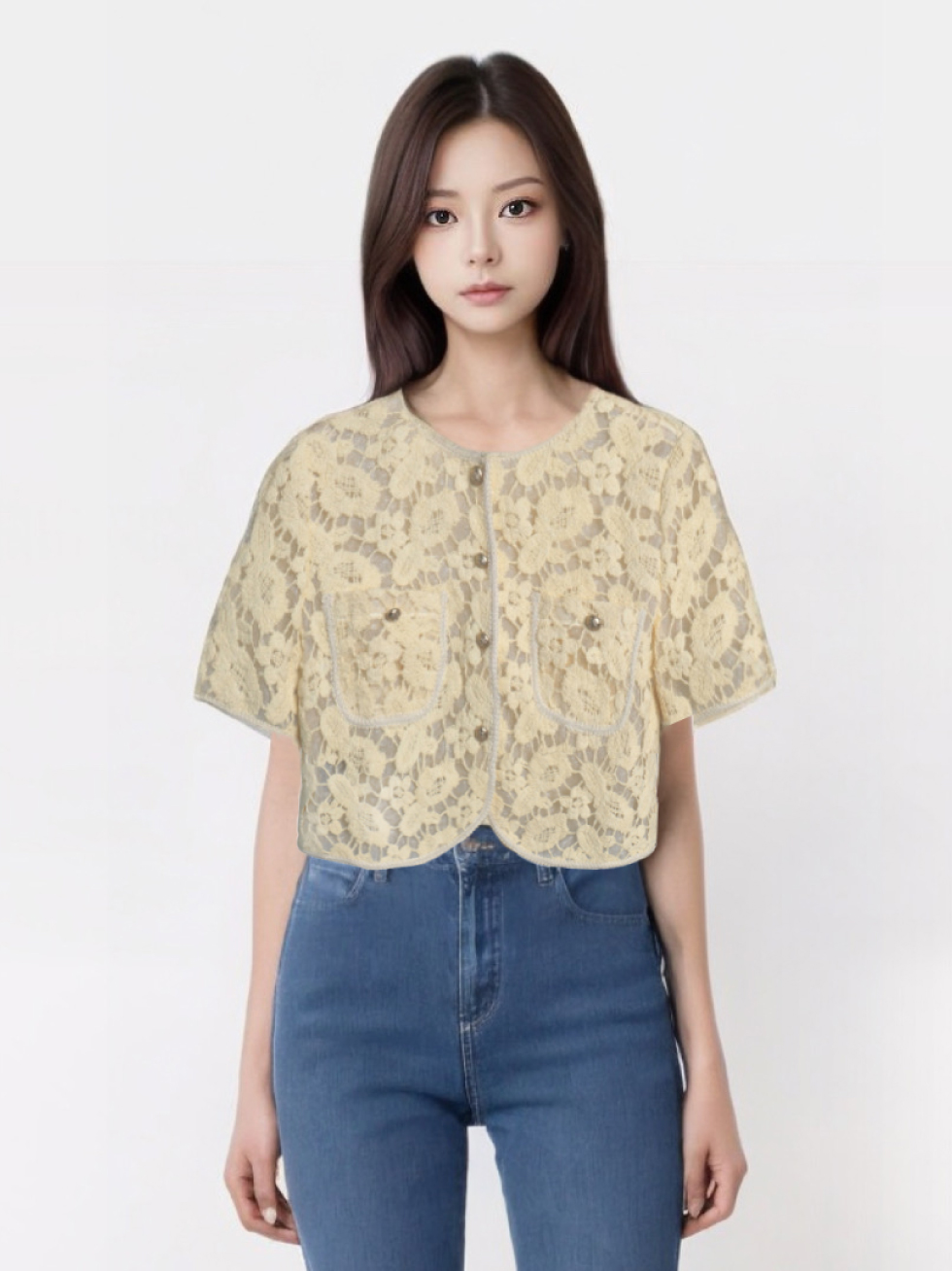 99 BOUTIQUE淡黃色蕾絲外套｜HAMA BOUTIQUE 亞瑪精品