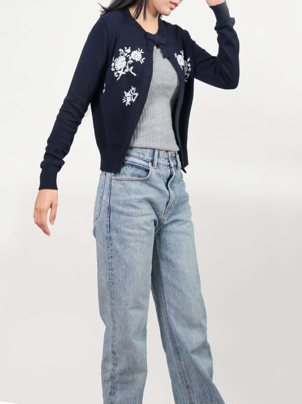 99 BOUTIQUE深藍色珠繡針織外套｜HAMA BOUTIQUE 亞瑪精品