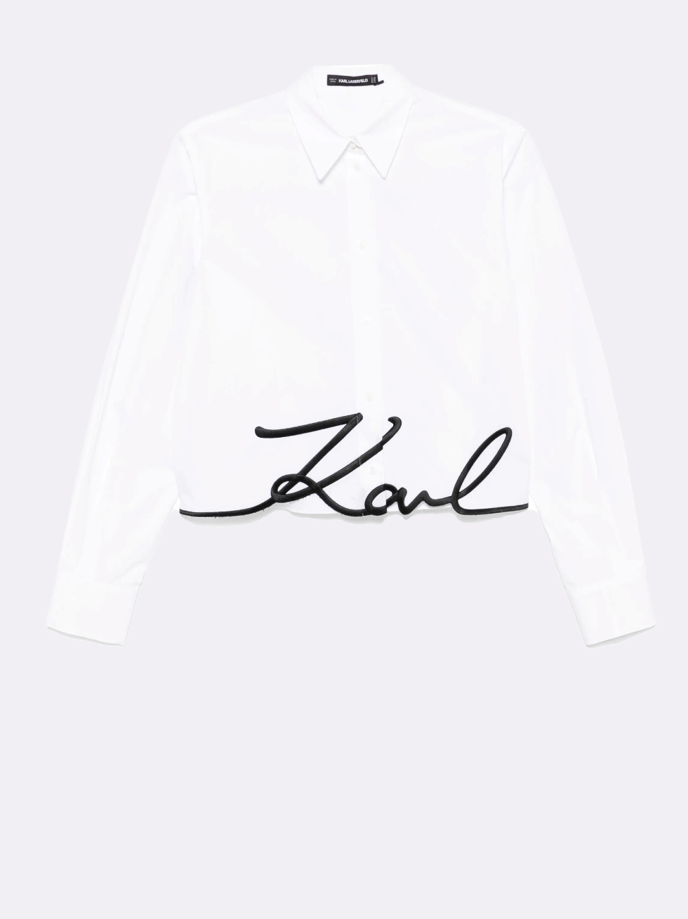 KARL LAGERFELD白色刺繡logo短版襯衫｜HAMA BOUTIQUE 亞瑪精品